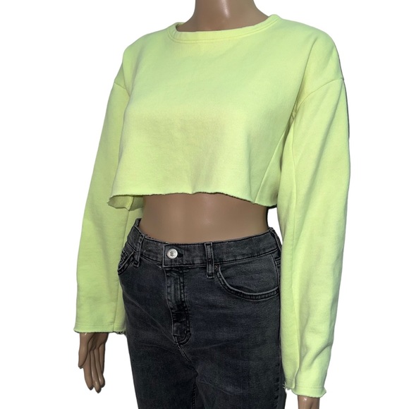 Zara | Tops | Zara Long Sleeve Crop Sweatshirt In Neon | Poshmark